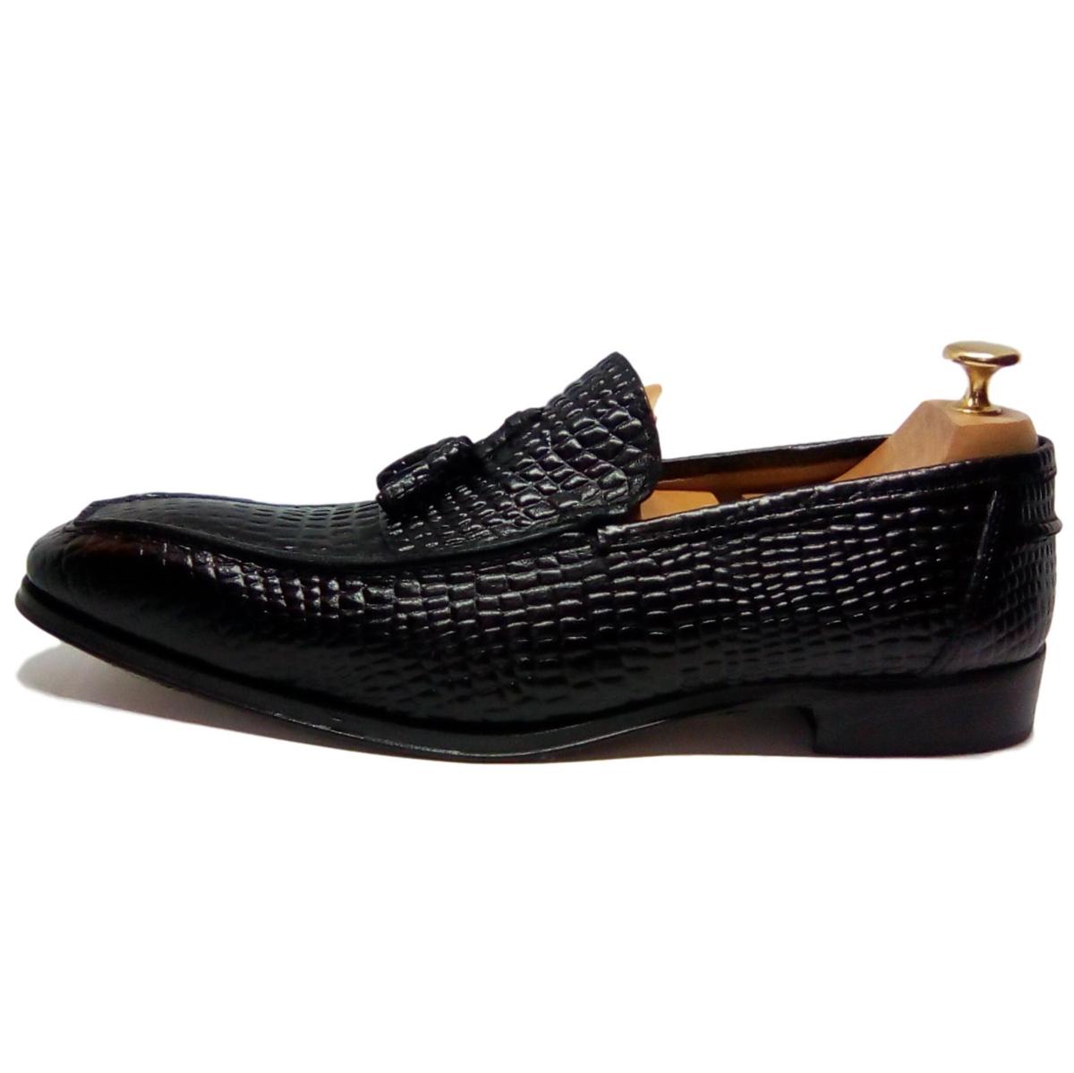 Mocassin à Pompons Pour Homme Noir Sylvano