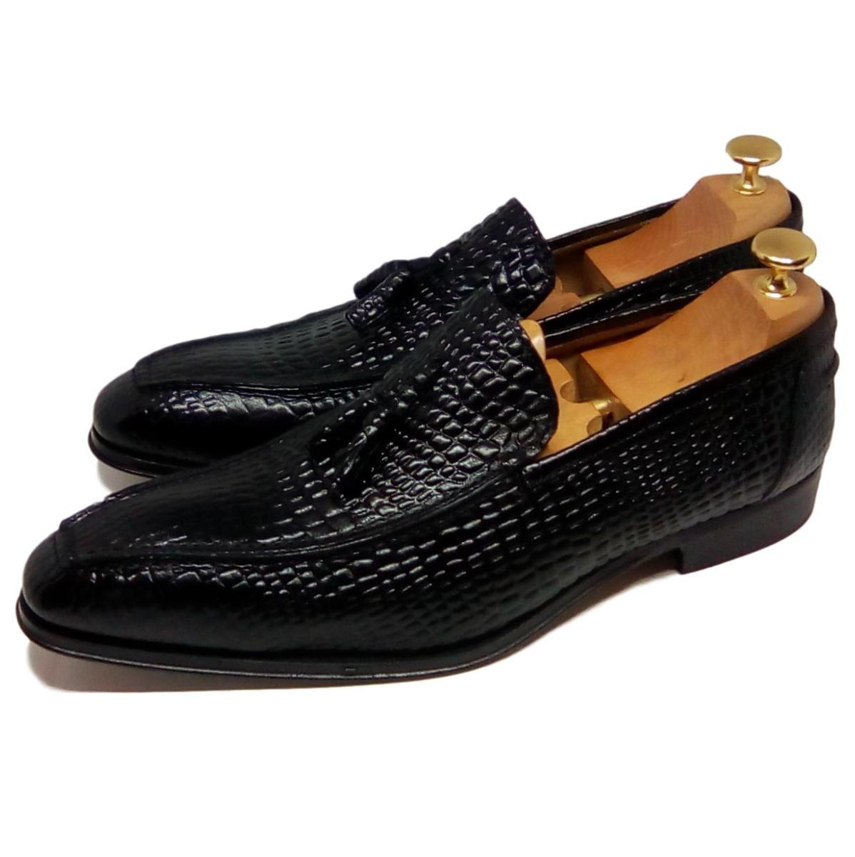 Mocassin à Pompons Pour Homme Noir Sylvano